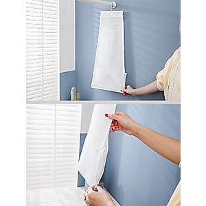 Jelier Hanging Breathable Mesh Laundry Hamper Basket,Portable Heavy Duty Hanging Laundry Bag with Two Hangers (white)