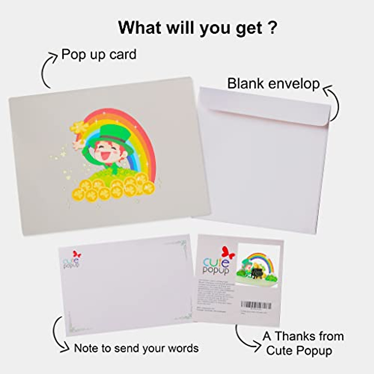 CUTE POPUP - Funny St Patricks Day Pop Up Cards, Green Shamrock 3D Card, New Grand Opening Card, Birthday Card, Surprising Present for Kids, Good Luck, Get Well for Family and Irish Friends