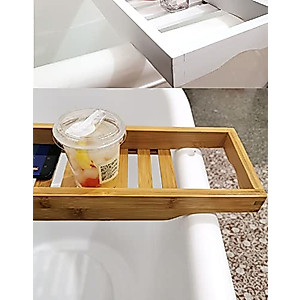 LIUYUNQI Bathtub Tray Bath Tray Spa Caddy Organizer Book Wine Tablet Holder Reading Rack Bathroom Accessories