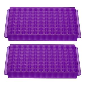 PATIKIL 96 Wells Tube Rack, 2 Pcs Vial Rack Double Panel Centrifuge Tube Holder for Microcentrifuge Tubes 0.2/0.5/1.5/2ml, Purple