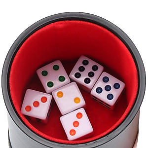 Delta-shop Felt Lined Professional Dice Cup - with 6 Dice Quiet for Yahtzee Game