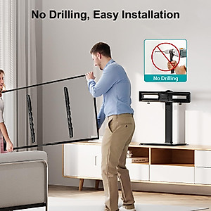 Universal TV Stand, Swivel TV Stand Base Fits Most 37 to 70 Inch LCD LED Screens, 9 Levels Height Adjustable Table Top TV Stand with Tempered Glass Base, Holds up to 88lbs, Max VESA 600x400mm