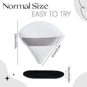 MOTZU 6 Pieces Powder Puff for Face Powder, Triangle Makeup Puff, Cotton Velour Triangle Face Puffs for Setting, Contouring, Under Eyes, and Corners, 2.76-inch Normal Size, with Strap, Beauty Tool