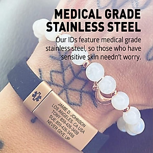 Road ID Medical Alert Bracelet - the Wrist ID Elite 19mm Pin-Tuck Medical Alert Badge - Slate - Personalized Medical ID Bracelet Child ID - Fits Adults & Kids