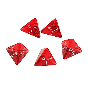 Yiotfandoll 5PCS Polyhedral Dice 20mm D4 for Dungeons and Dragons DND RPG MTG Dice Table Games Red with Black Bag