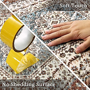 RUGSREAL Washable Area Rug 5x7, Ultra-Thin Antique Collection Area Rug, Stain Resistant Rugs for Living Room Bedroom, Distressed Washable Rug(Brown, 5'x7')