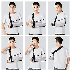 Ledhlth Mesh Arm Sling White for Shower Shoulder Immobilizer Brace Support for Broken Shoulder Elbow Arm Wrist Injury Men Women Teenagers Adults left right