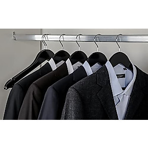 TOPIA HANGER Wooden Coat Hangers 30 Pack, Black Wood Suit Hangers with Non Slip Pants Bar, 360° Swivel Hook and Shoulder Notches for Camisole, Jacket, Pants, Smooth Finish Clothes Hangers -CT34B30