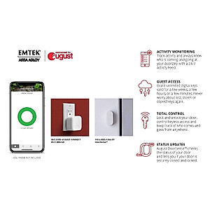 Emtek Empowered Motorized Touchscreen Keypad Smart Deadbolt - Connected by August, Flat Black Coated (US19), Model: EMP1101US19