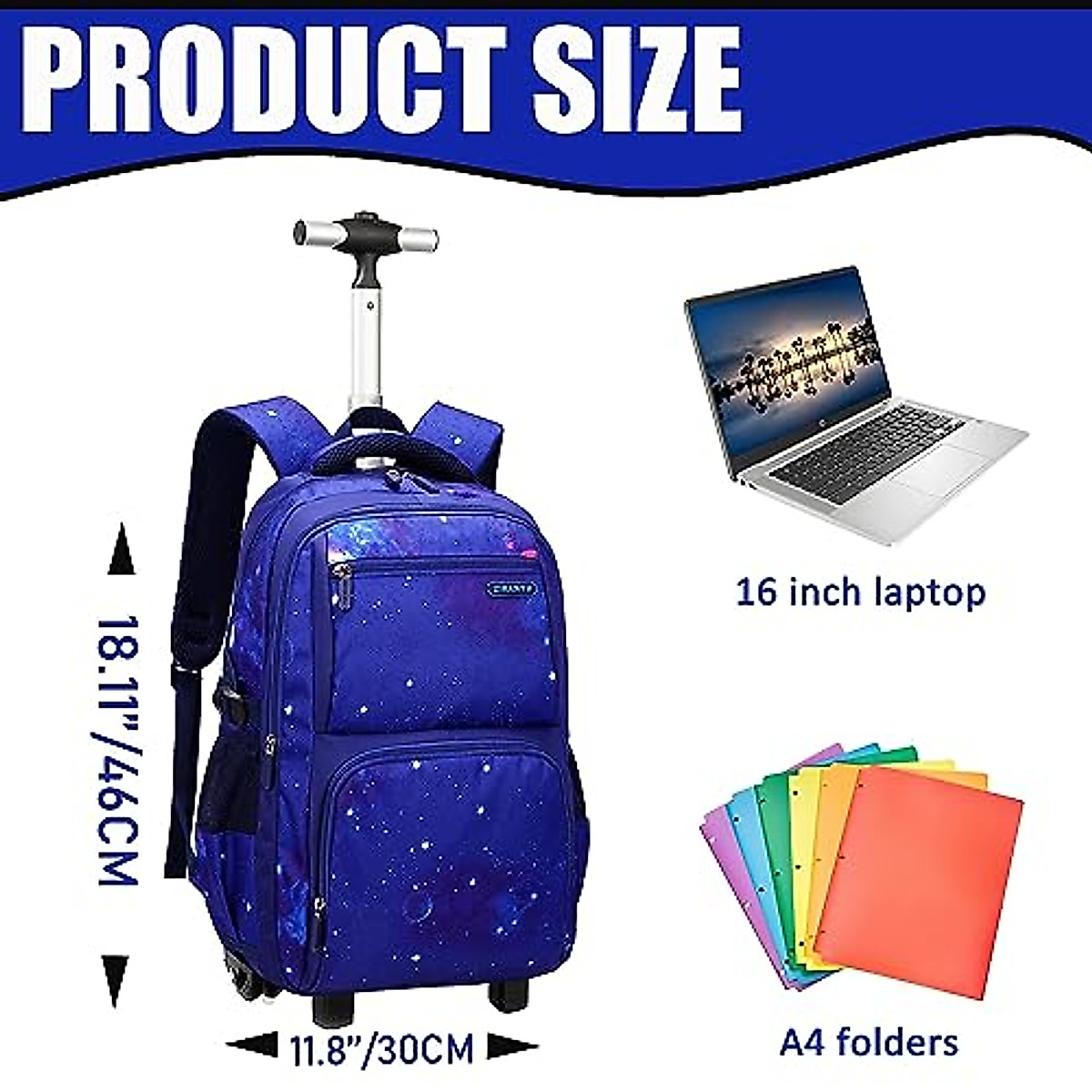 Oruiji Rolling Backpack for Boys Backpack with Wheels School Backpack with Wheels for Boys Wheeled School Bookgbag