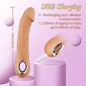 Nosakki Realistic Vibrator Dildo for Women, Sex Toys Clitoris G Spot Anal Stimulator with 10 Powerful Vibration Mode, Waterproof Powerful Vibrator for Couples