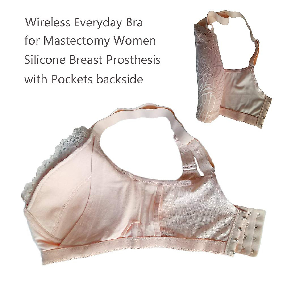 Women Everyday Bra for Mastectomy Silicone Breast Inserts (34B, Skin)