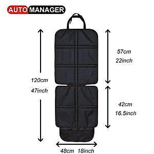 Car Seat Protector and Kick Mat Car Seat Organizer, Protects Car Upholstery from Seats, Storage Pockets, Baby Child Car Seat Protectors Rear Back Seat Organizer - 2Pack(Black)