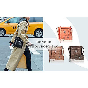 Montana West Leather Concho Crossbody Bag Collection Concealed Carry Bag For Women Shoulder Bag MW918G-9360WBK