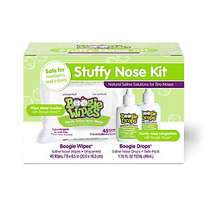 Boogie Stuffy Nose Relief Kit Wipes, FSA/HSA Eligible, Baby Wipes Unscented Wipes 45 Count (Pack of 1), Baby Nasal Saline Drops Drops 2 Bottles Total (Pack of 1)…