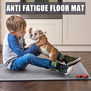 WEZVIX Kitchen Mat Anti Fatigue Kitchen Rug Non-Skid, 1/2Inch Waterproof Standing Mat [2 PCS], Cushioned Kitchen Mats and Rugs, Comfort Floor Mats for Home, Office, Sink, Laundry - Grey and Grey…