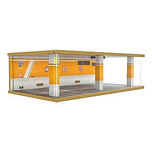 1/24 Scale Die-cast Car Garage Display Case with Clear Acrylic Cover and LED Lighting for 4 Parking Space (1:24-4 Parking Green)