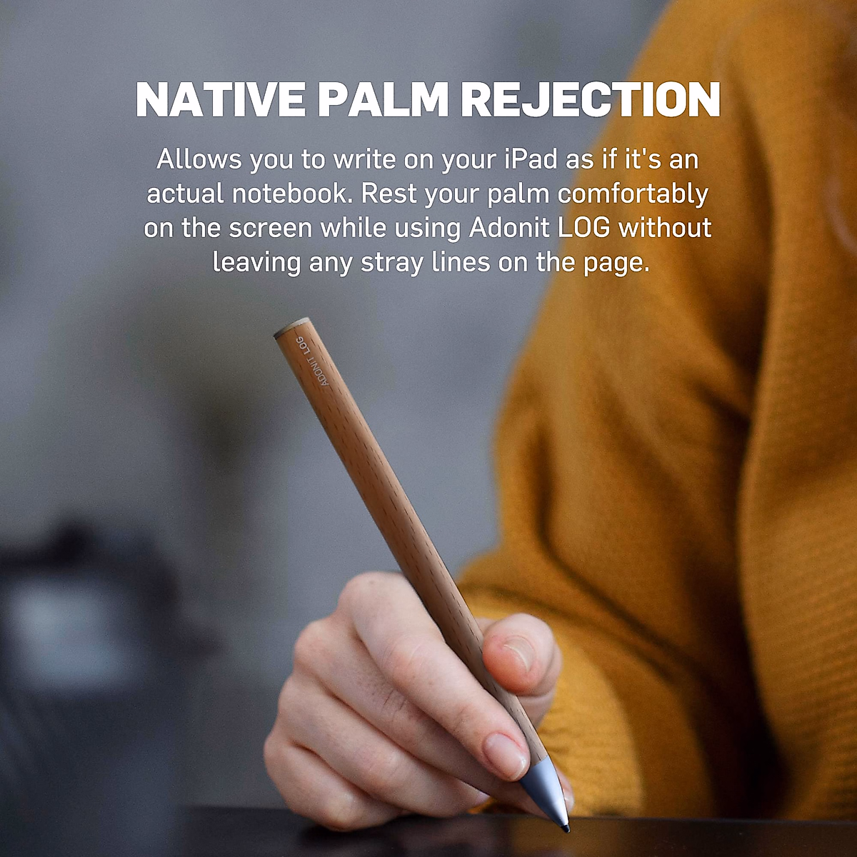 Adonit Log, Wooden Stylus Pen for iPad, Digital Pencil with High Precision, Palm Rejection, Compatible with iPad, iPad Pro, iPad Air, iPad Mini and More