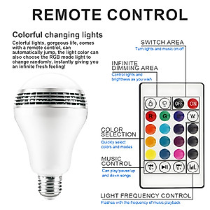 IYUNIOT led Music Light Bulb,Smart 9W Bluetooth Speaker Light Bulb Color Changing Light with Remote,Timer Light Dynamic Music Sync Mode-Birthday Party Room Home Decoration 1 Pack