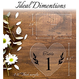 25 PCS Wedding Table Numbers, Table Numbers for Wedding Reception heart shaped, Table Numbers Wedding acrylic, Wedding Table Number with stands.