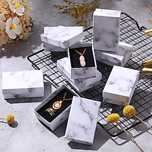 Thenshop Jewelry Gift Boxes Jewelry Packaging For Small Business Mini Cardboard Box Marble Gift Boxes For Bracelet Necklace Ring Wedding Birthday Mother Gift Wrapping (48 Pieces)