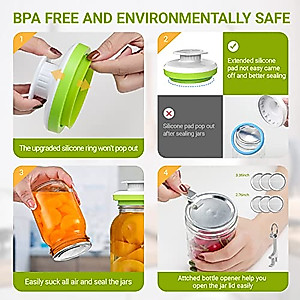 Mason Jar Vacuum Sealer, Jar Sealer with Accessory Hose for Foodsaver Vacuum Sealer, Pawcute Vacuum Sealer Kit Jar Attachment for Wide&Regular Mouth Jar, Canning Jars Sealer with Manual Vacuum Pump and Lid Opener