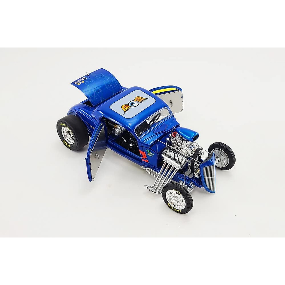 ModelToyCars 1934 Rat Fink Hot Rod Blown Altered Coupe, Blue - Acme 18965 - 1/18 Scale Diecast Model Toy Car