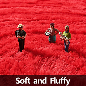 FlyDOIT Round Area Rugs for Bedroom (4x4 Feet, Red)