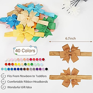 CÉLLOT 40 Colors Baby Girls Headbands 3" Pinwheel Hair Bows Elastic Hair Bands Hair Accessories for Newborn Infants Toddlers