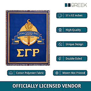 Bad Bananas BBGreek Sigma Gamma Rho Sorority Paraphernalia - Official SGRho Centennial Vendor - Woven Tapestry Throw Blanket - 51 x 63 Inches