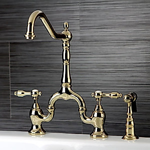 Kingston Brass KS7757TALBS Tudor Bridge Kitchen Faucet, Brushed Brass