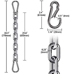 WAREMAID 2 Boxing Punching Bag Chain and 4 Carabiners, Stainless Steel Heavy Duty Hanging Chair Chain Kit Hammock Chair Hardware for Indoor Outdoor Playground Swing Set, Hanging Heavy Bag, 1000 LB