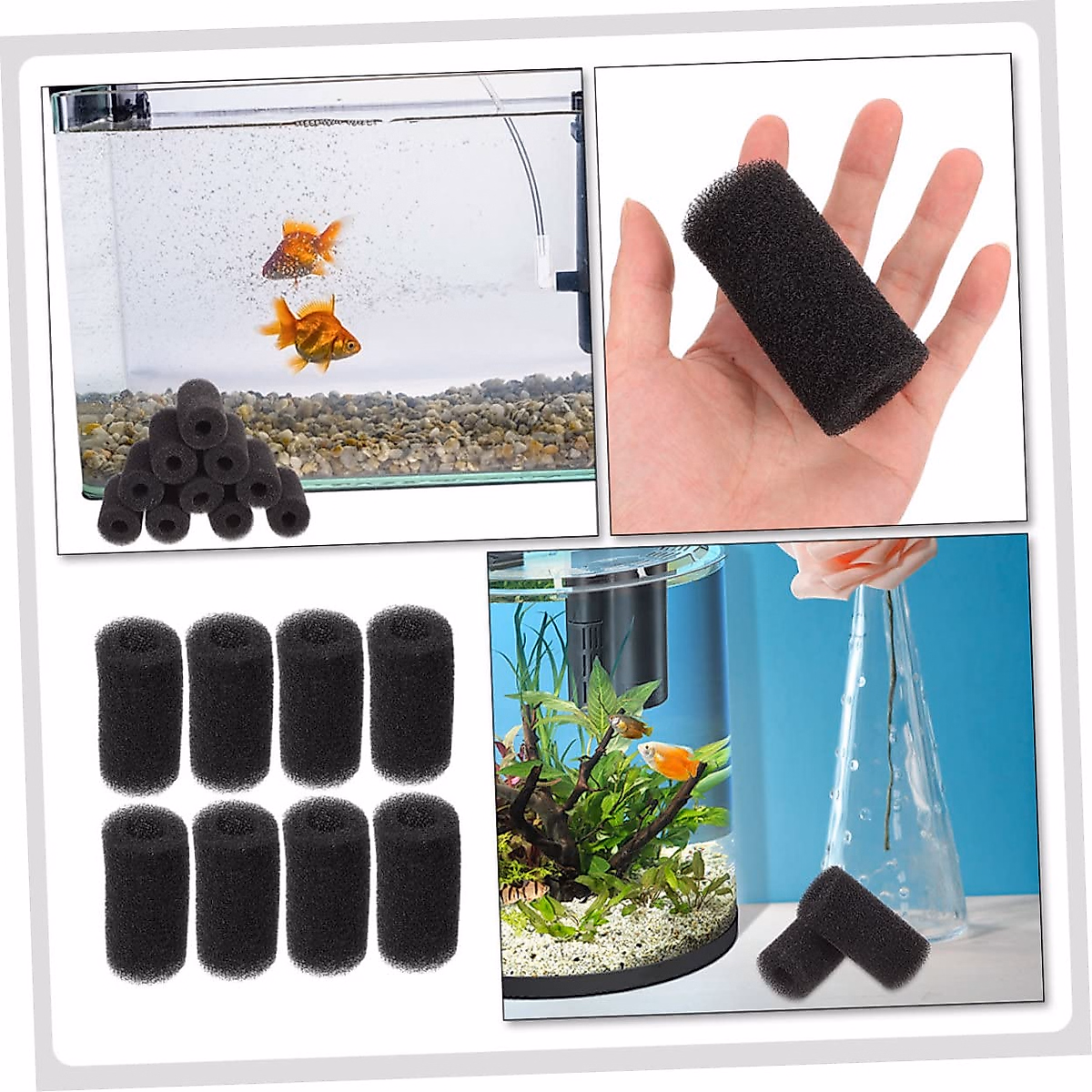 GANAZONO 40 Pcs Filter Cotton Filter Intake Strainer Fish Tank Pre- Filter Guard Pool Vacuum Hose Connector Pool Sweep Aquarium pre Filter Pool pad Water Inlet Cover Protection 304 Network