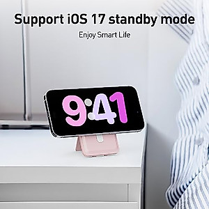 iWALK MAG-X Magnetic Wireless Power Bank with Stand, 5000mAh Portable Charger with USB-C Port & LED Display, Ergonomic Grip Design Battery Pack Compatible with iPhone 15/14/13/12 Series,For iOS17 Mode