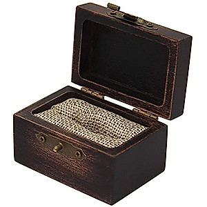 DSHOM Rustic Wooden Engagement Ring Box, Solid Wood Ring Box for Proposal Wedding Ring Storage