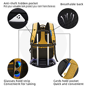 DUSLANG 17 Inch Laptop Backpack for Travel Water Resistant College Backpack for Women Laptop Bag with USB Charging Port Work Backpack,Yellow