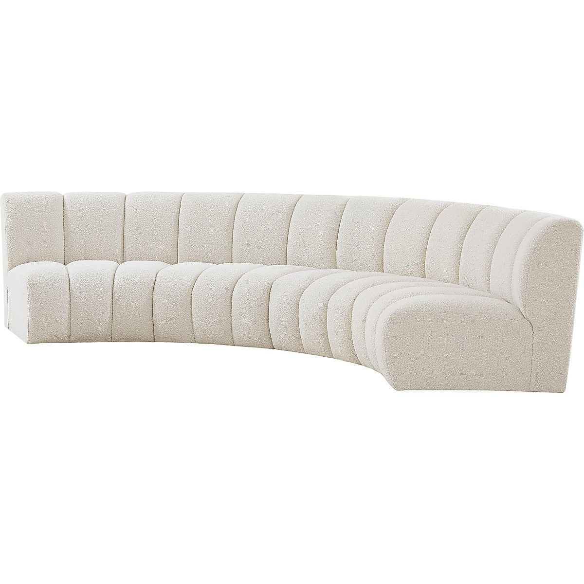 Meridian Furniture 643Cream-4PC Infinity Collection Modern | Contemporary Upholstered 4pc Modular Sectional with Luxurious Deep Channel Tufting, Cream, 148" W x 59" D x 32.5" H