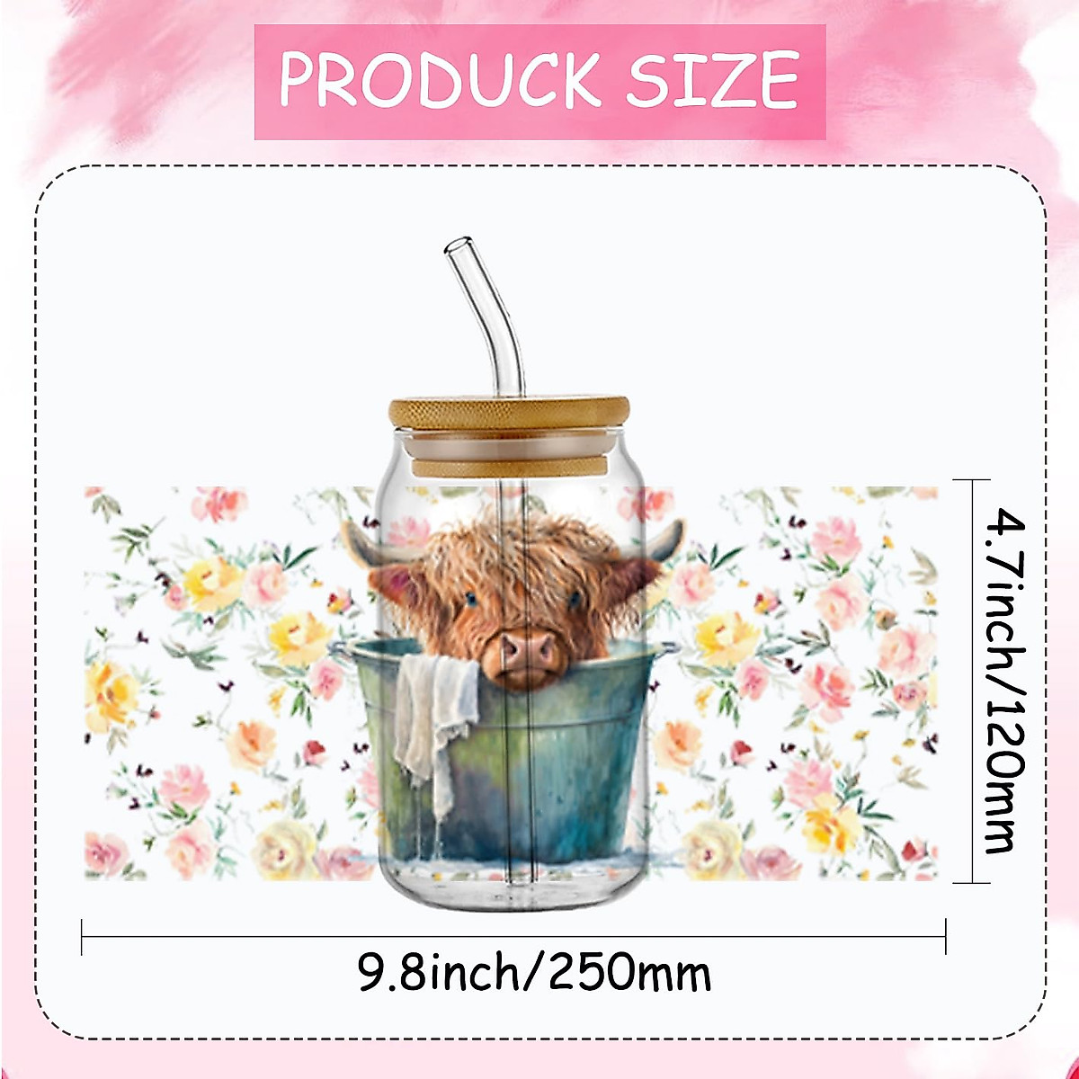 YOKUSHI UV DTF Cup Wraps for 16 OZ, 15 Sheets Farmhouse Animal Theme Decals Transfer Stickers for Glass Cups Tumblers