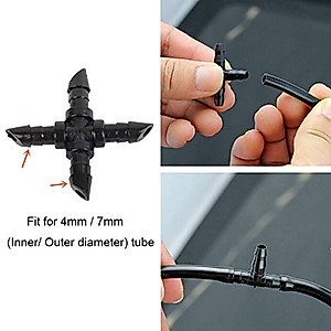50 Pieces 1/4 Inch Barbed Cross Fittings Barbed Cross Connecters 4 Way Garden Watering Cross Connector Drip Irrigation Tubing Fit for 4mm/7mm Tube for Flower Bed Vegetable Garden Home and Garden