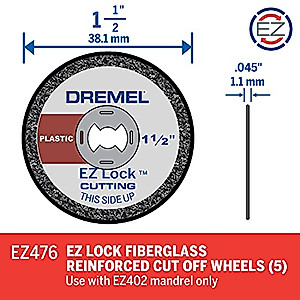 Dremel EZ476 1 1/2-Inch EZ Lock Rotary Tool Cut-Off Wheels For Plastic - 5 pack