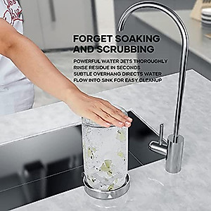 Faucet Metal Glass Rinser for Kitchen Sinks,360° Rotary Cup Washer,Kitchen Sink Accessories (Brush Nickel)