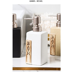 Ceramics Hand Soap Dispenserfor Bathroom, Gold soap Dispenser for Kitchen Sink Refillable Liquid Hand Soap Dispenser with Gold Pump Classic and Timeless Design 13.5Oz (White Square)