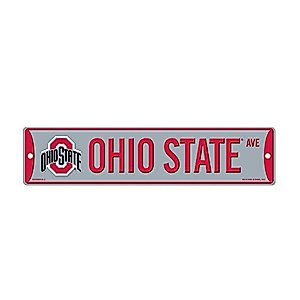 Rico Industries NCAA Ohio State Buckeyes Grey 4" X 17" Plastic Street Sign