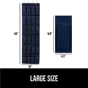 Gorilla Grip Over the Door Shoe Organizer, 24 Large Breathable Mesh Pockets, Space Saving Hanging Storage Holder, Closet Rack Hanger Holds Up to 40 lbs, Hangs on Closets for Shoes, Accessories, Navy