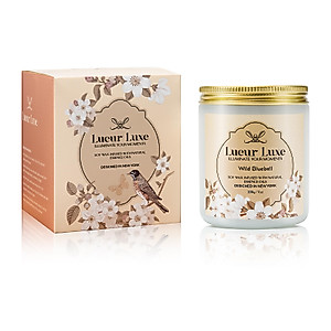 LUEUR LUXE Lavender Eucalyptus Scented Soy Wax Candle - 7oz | Aromatherapy Infused with Natural Essential Oils | Relaxing Home Fragrance