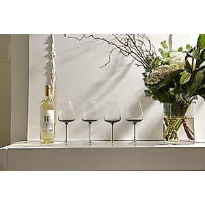 Hotel Collection Smoke Stem White Wine Glasses | Stylish Tinted Long Stem Wine Glasses with A Narrow Mouth for Enhancing the Body, Flavor, and Aroma of White Wine | 4 Glasses