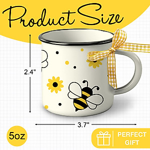 Paayna Bumble Bee Themed Spring Summer Mini Coffee Mug Set of 3, Bee Kind Honey Beehive Mini Coffee Cups for Tiered Tray Decor, Farmhouse Kitchen Coffee Bar Decorations Inspirational Housewarming Gift