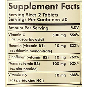 Solgar B-Complex with Vitamin C Stress Formula, 100 Tablets - Energy Metabolism - Nervous System & Immune Support - Non-GMO, Vegan, Gluten Free, Dairy Free, Kosher, Halal - 50 Servings