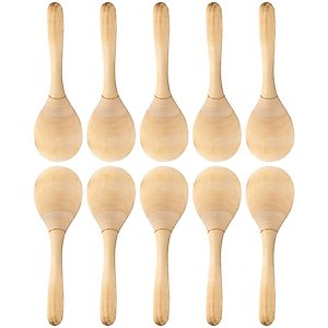 MAGICLULU 10pcs Maracas Hand Percussion Rattles DIY Wood Maracas with Crisp Blow Sound for Music Party Favors