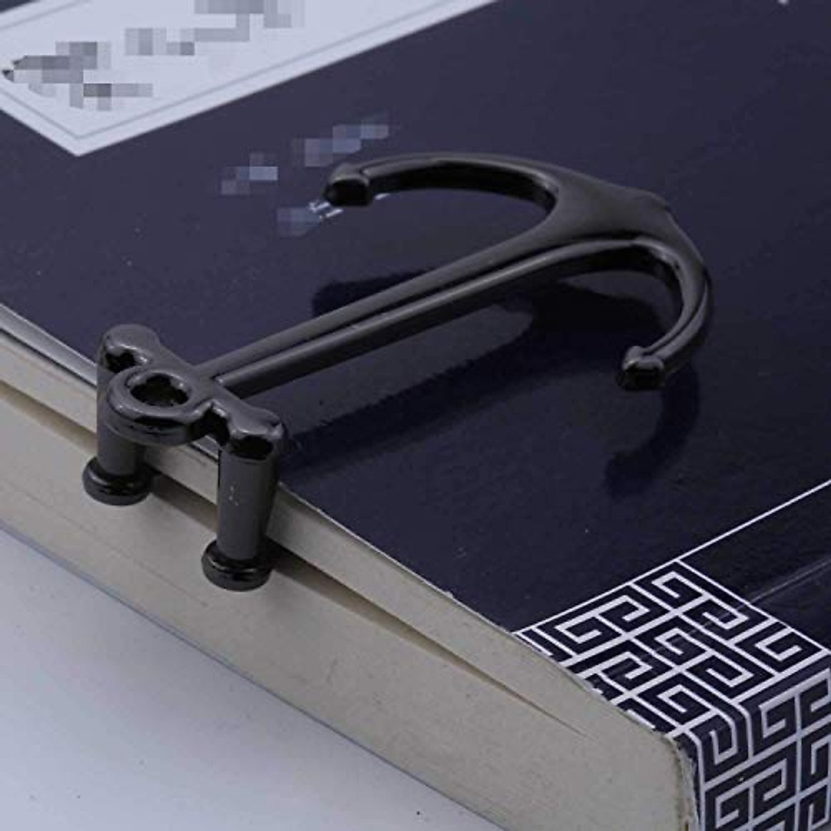 Booluee Creative Anchor Bookmark Metal Bookmark Page Holder Book Holder for Reading Hands Free, 1 Pack (Black)